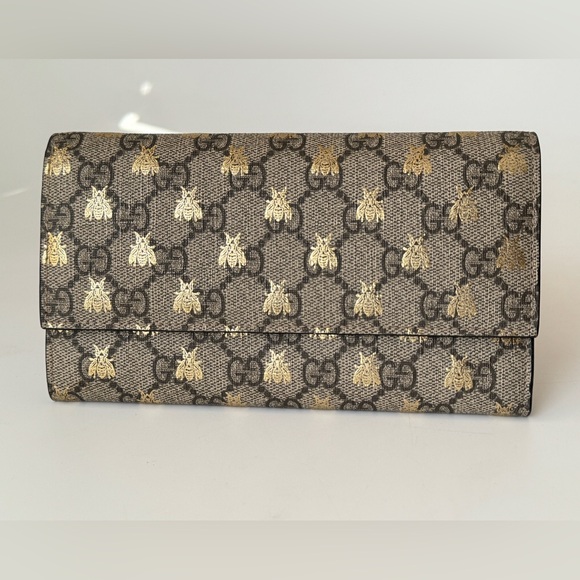 Gucci | Bags | Gucci Gg Supreme Monogram Golden Bees Continental Wallet ...